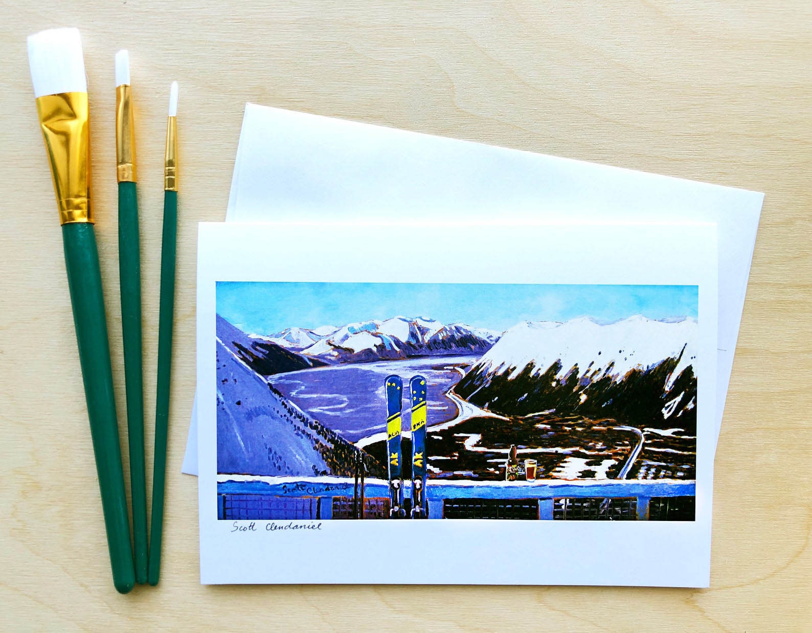 Ski AK Greeting Card, Girdwood, 7"x5" Card W/ Envelope, Skiing Blank ...
