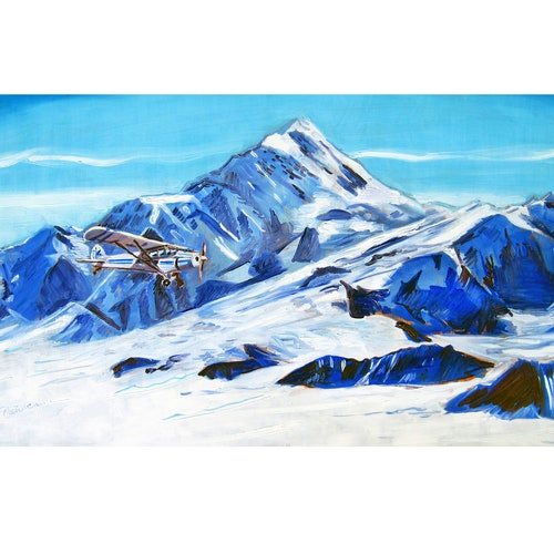 Alaska Bush Airplane and Mountains Art Aviation Painting - Etsy