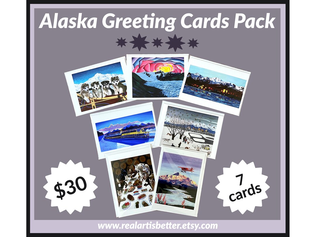 Pack of 7 Alaska Greeting Cards 7x5 Folded Blank - Etsy