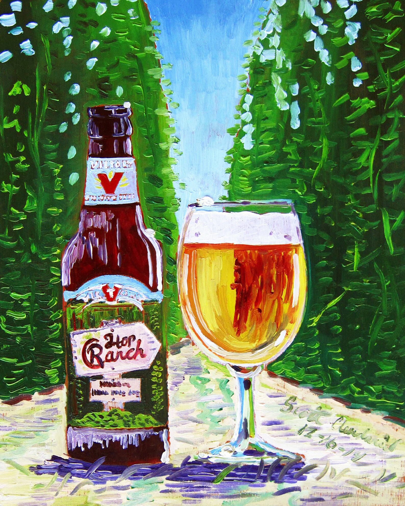 Hop Ranch IPA, Victory Brewing, Beer Hops Painting, Dining Room Oil ...