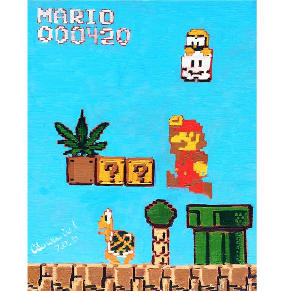 Mario and Weed Art - Etsy