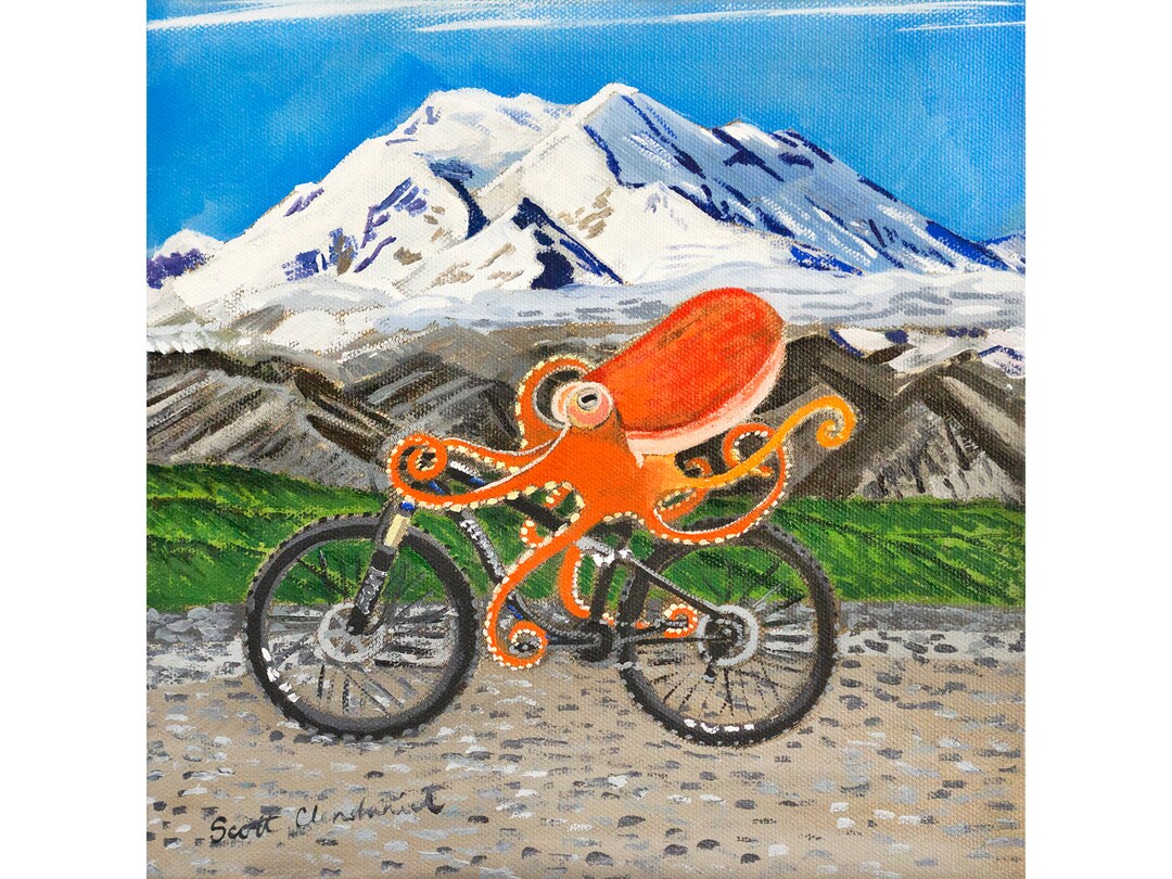 Octo-biker Print by Alaskan Artist Scott Clendaniel - Etsy