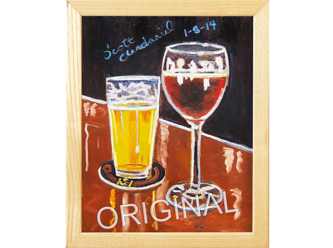 Beer and Wine Painting, His and Hers Gifts for Wine Drinker, Gift for ...