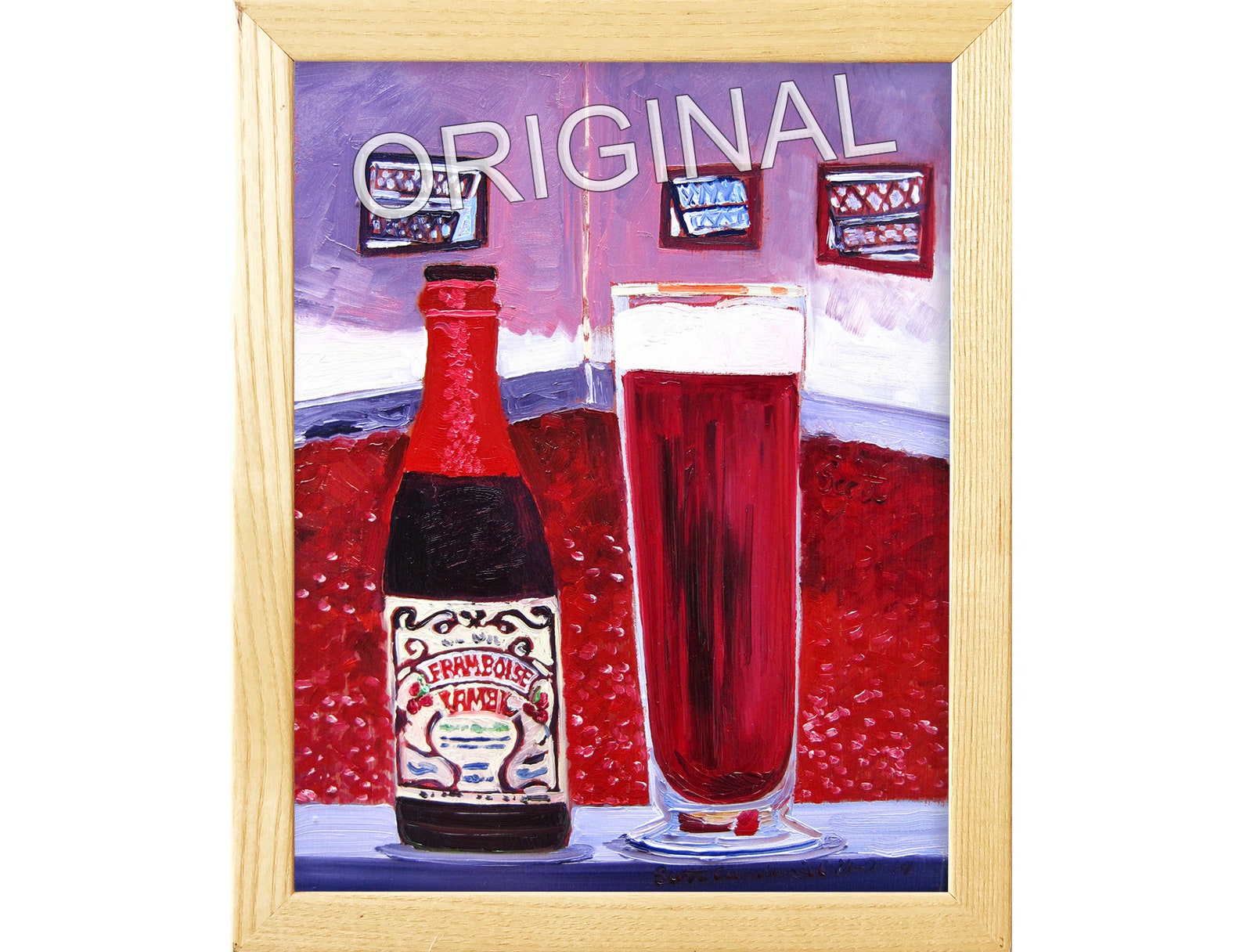 Framboise Lambic, Lindemans Brewery, Gift for Sister, Kitchen Fruit Art ...