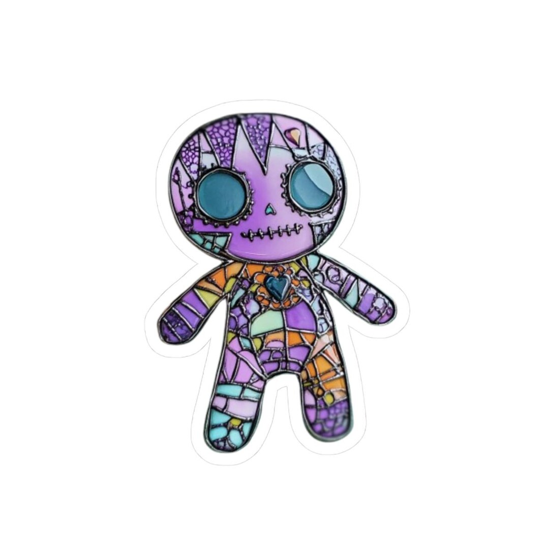 Stained Glass Voodoo Doll Sticker | Pastel Goth Aesthetic Decal | Cute ...