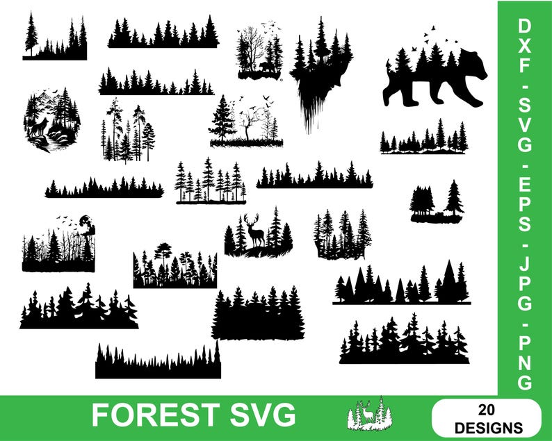 Forest Landscape SVG Bundle: Deer, Adventure, Nature Scenes (instant ...