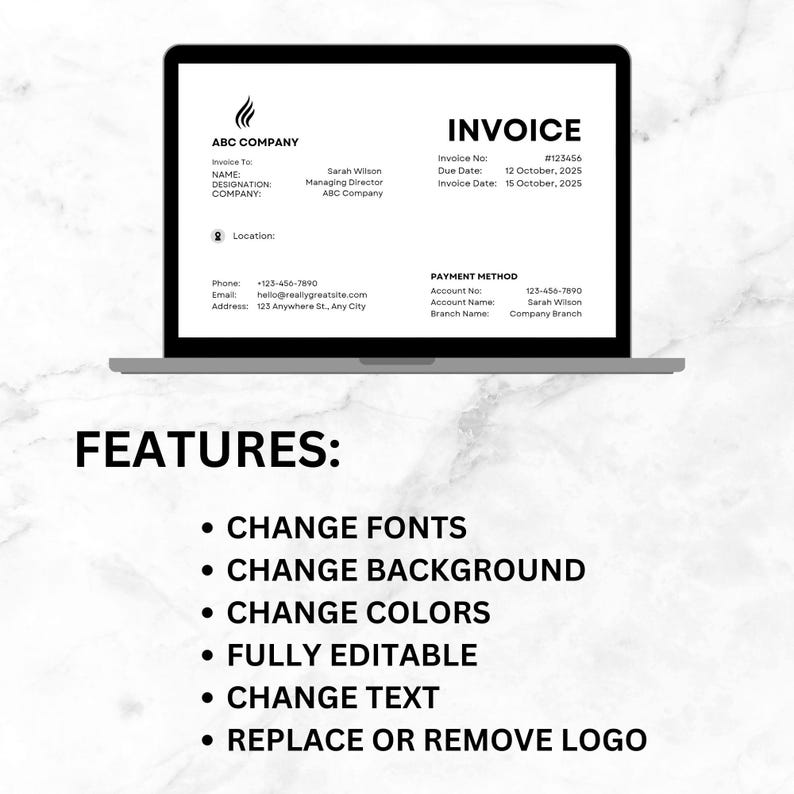Editable Invoice Template: Modern Small Business Order Form (instant ...