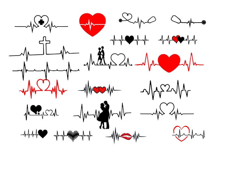 Heartbeat SVG Clipart Bundle: Lifeline Cut Files (digital Download) - Etsy