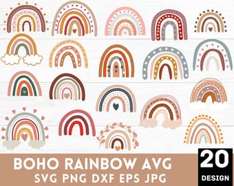 100 Boho Rainbow Svg BUNDLE, Cute Rainbow Svg, Boho Rainbow Clipart ...