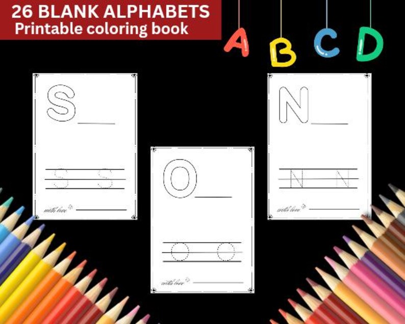 Baby's First ABC Book: Blank Alphabet Coloring Pages (digital Download ...
