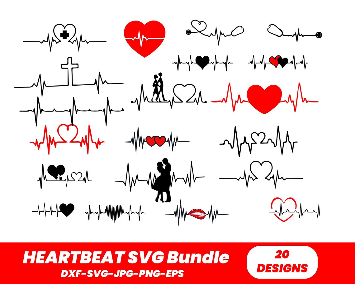 HEARTBEAT SVG Bundle, HEARTBEAT Clipart, Heartbeat Svg Cut Files for ...