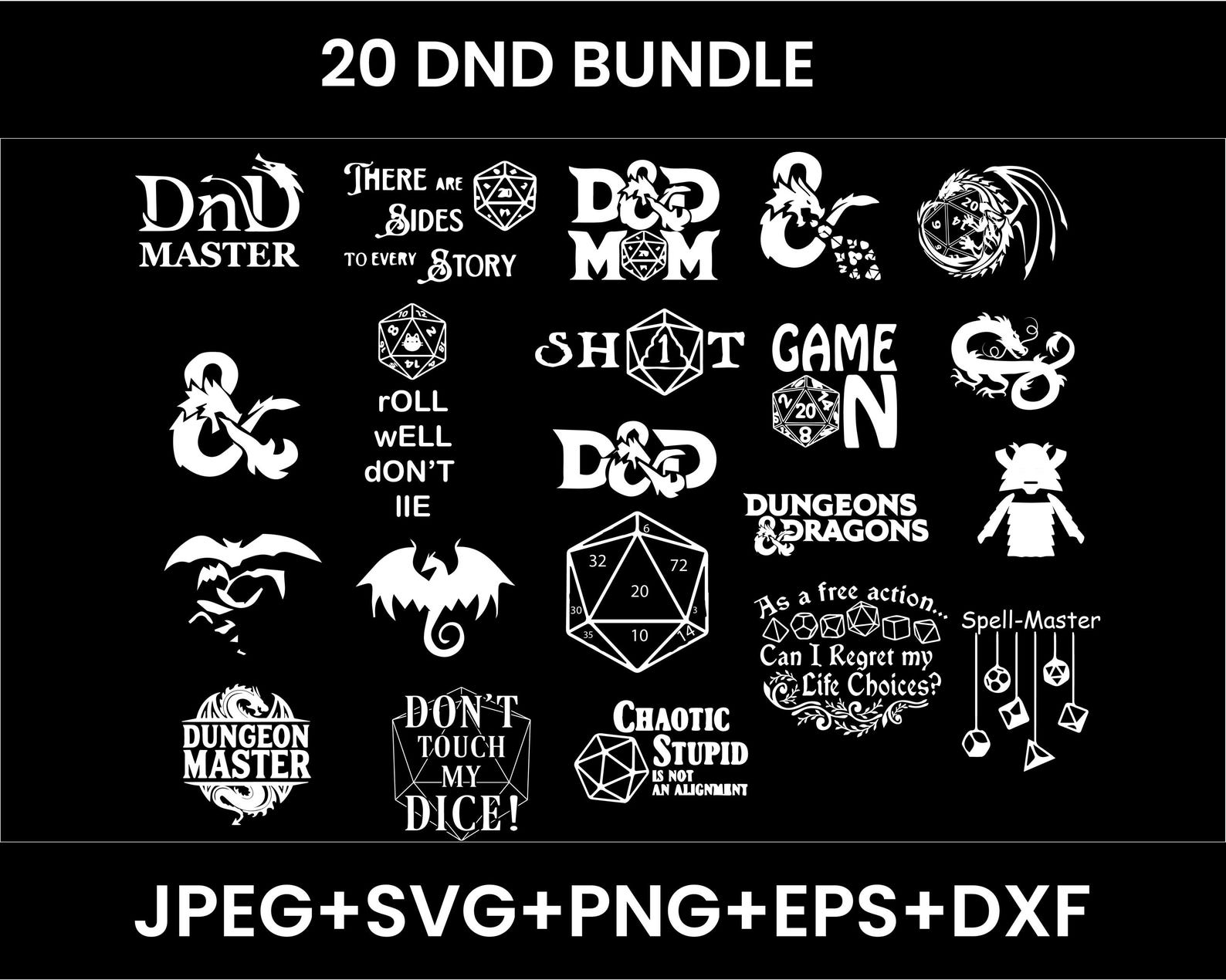 Dungeons and Dragons Class Symbols: SVG PNG Clipart (digital Download ...