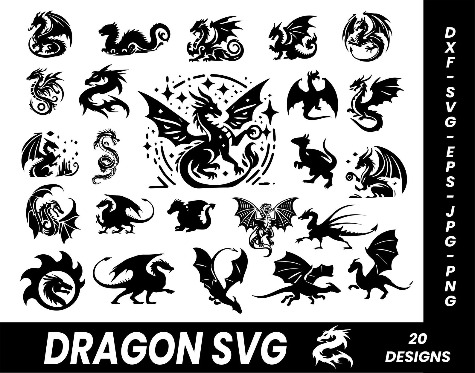 Dragon SVG Bundle, Dragons SVG, Medieval Svg, Fire Dragon Svg ...