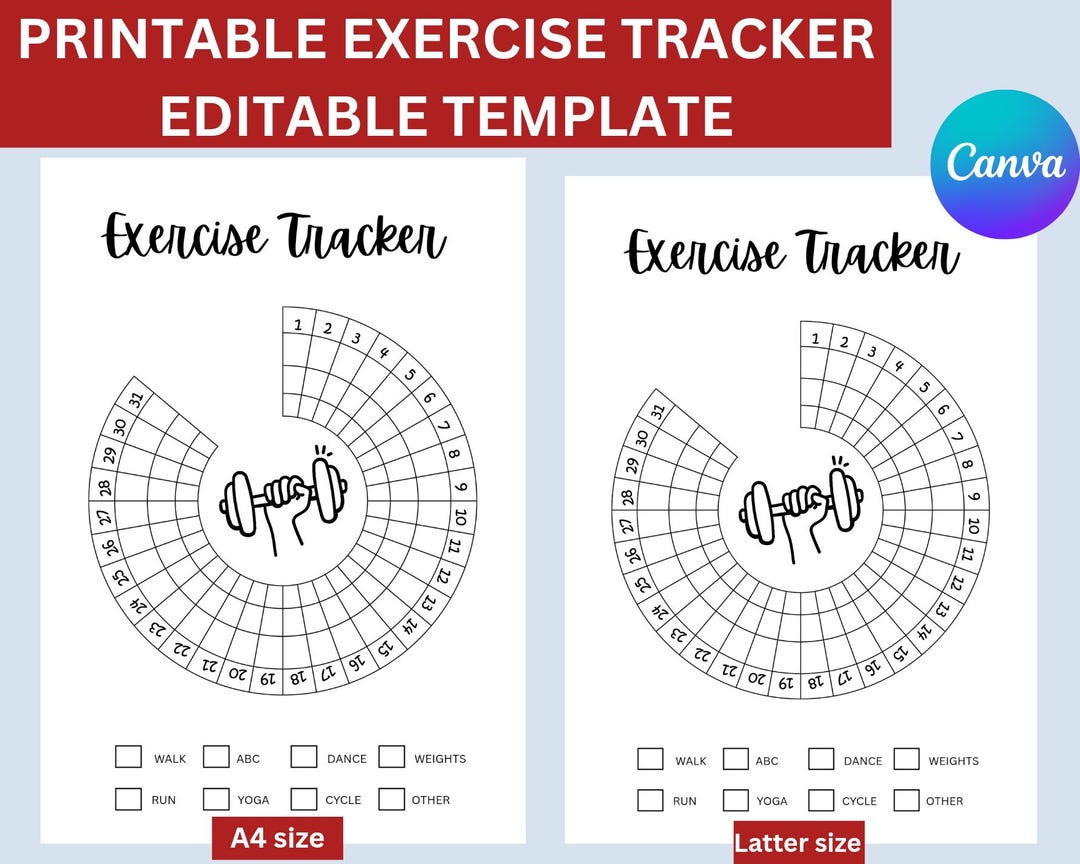 Printable Workout Tracker: Daily Exercise Log (A4, US Letter) - Etsy