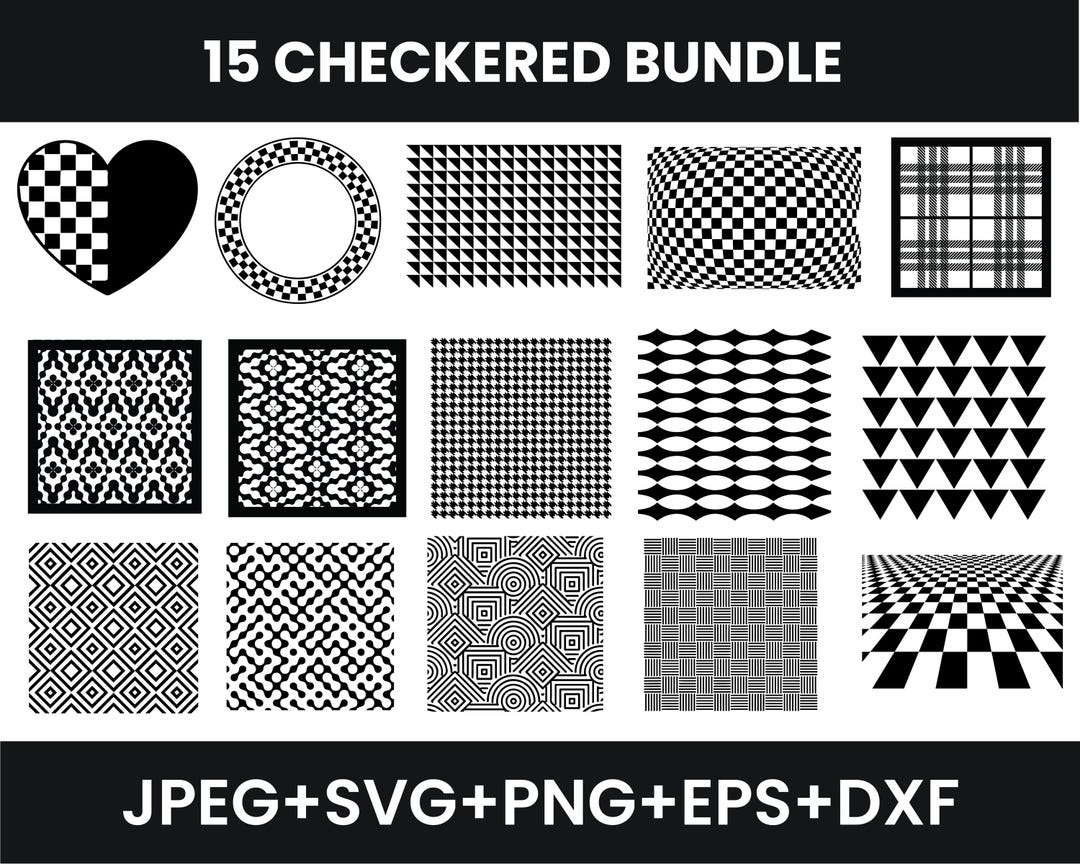 Black and White Seamless Checkered Pattern Png Svg Eps Dxf, Black and ...