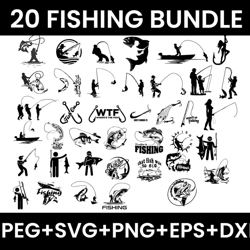 Catching Fish Svg - Etsy