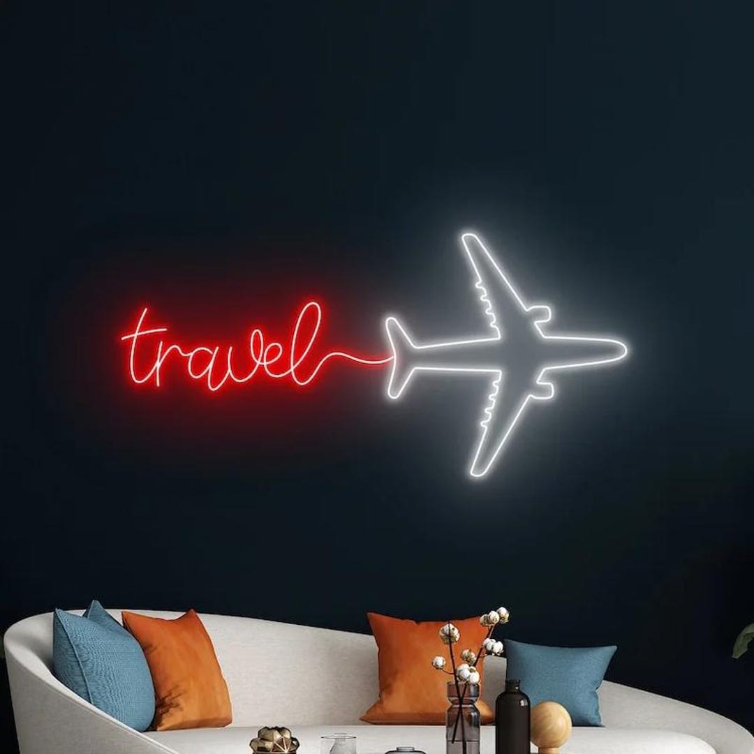 Airplane Travel Neon Sign, Airplane Led Sign, Airplane Wall Light Decor ...