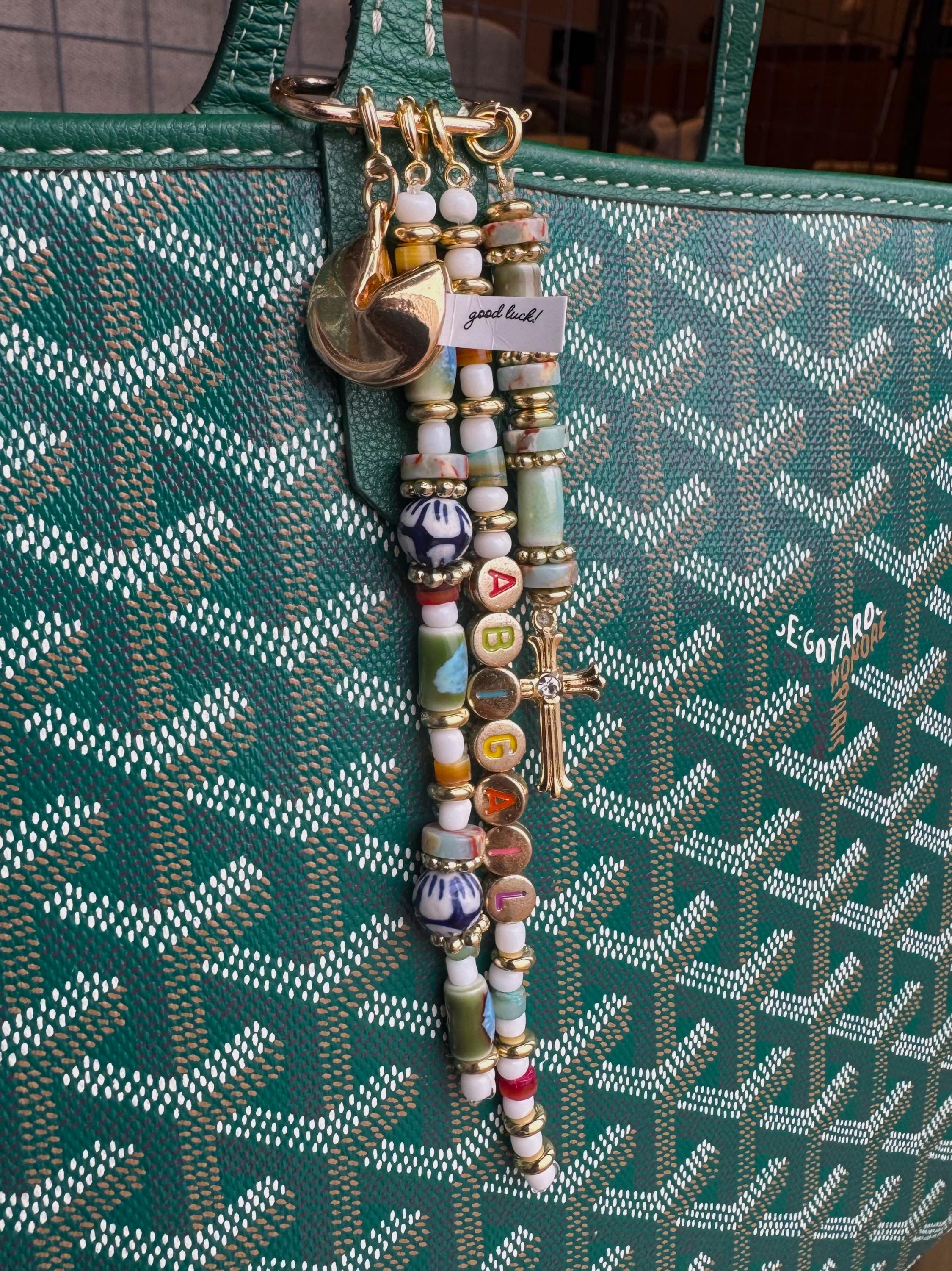 Handmade Beaded Keychain/ Bag Charm With Glass, Ceramic, and Stone ...