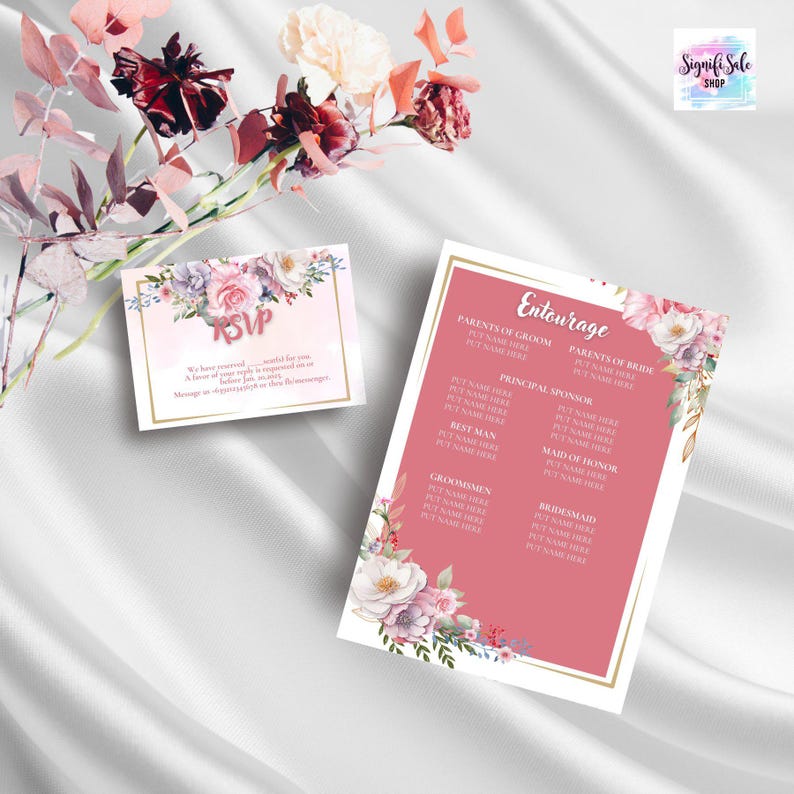 Blush Pink Floral Wedding Invitation Template + Wedding Planning ...