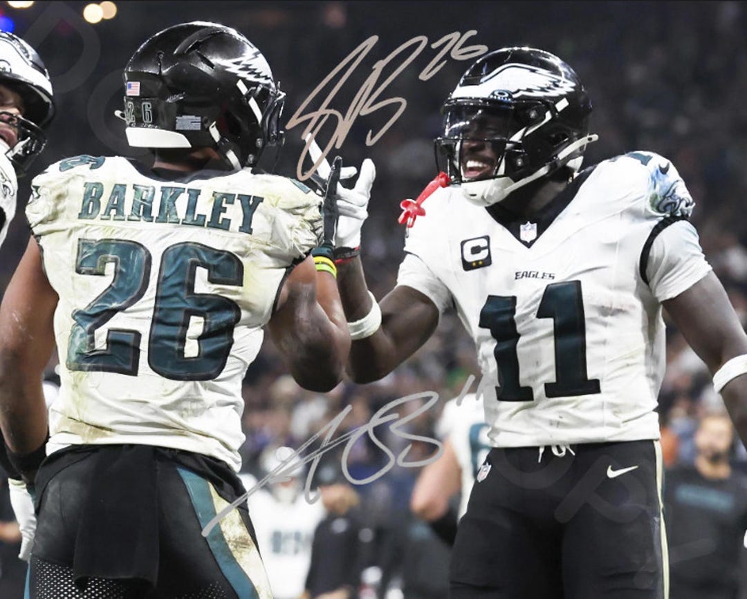 Saquon Barkley AJ Brown Auto 8x10 Signed Philadelphia Eagles Reprint Photo - Etsy