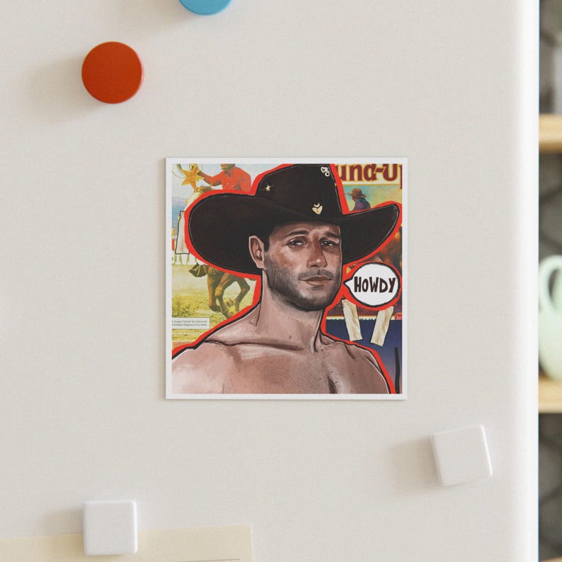 Cowboy Magnets - Gay Retro Illustrated Magnets - Gay Vintage Art ...