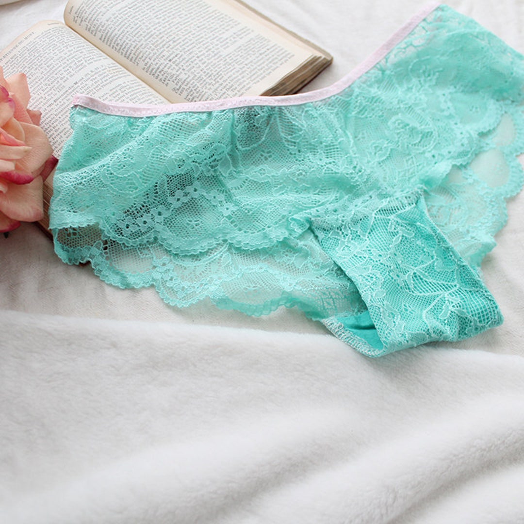Aqua Mint Lace Hipster Panties Clearance Medium Large Etsy