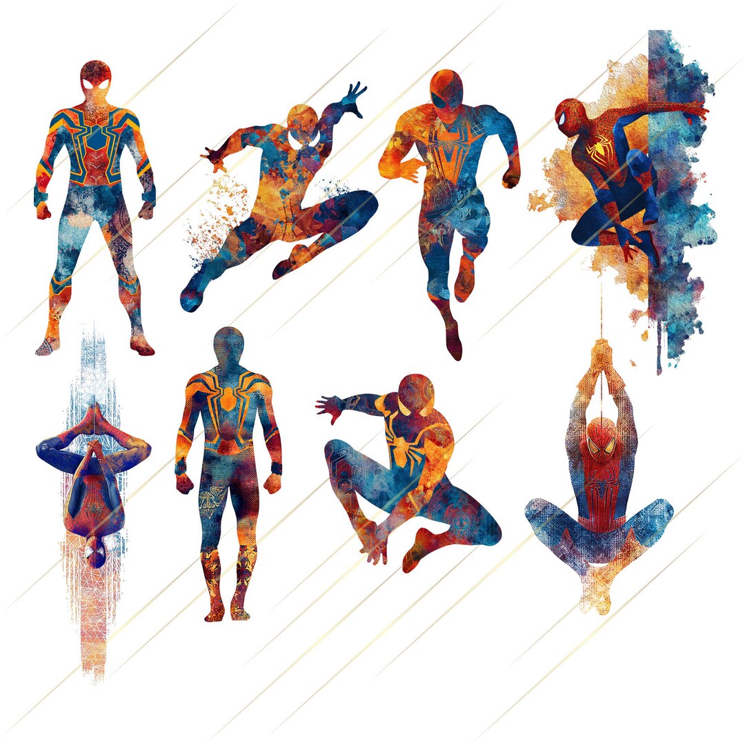 Spiderman PNG | Web Slinger Superhero Bundle | Masked Action Hero Poses ...