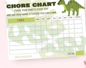 Dinosaur Chart, Weekly Chore Tracker, Reward Chart, Instant Printable ...