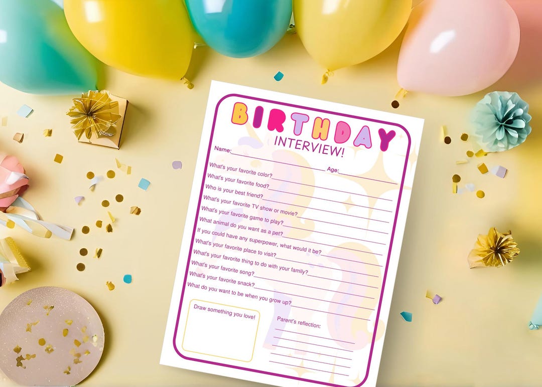 Kids Birthday Interview - Instant Printable Download - Unicorn - Etsy