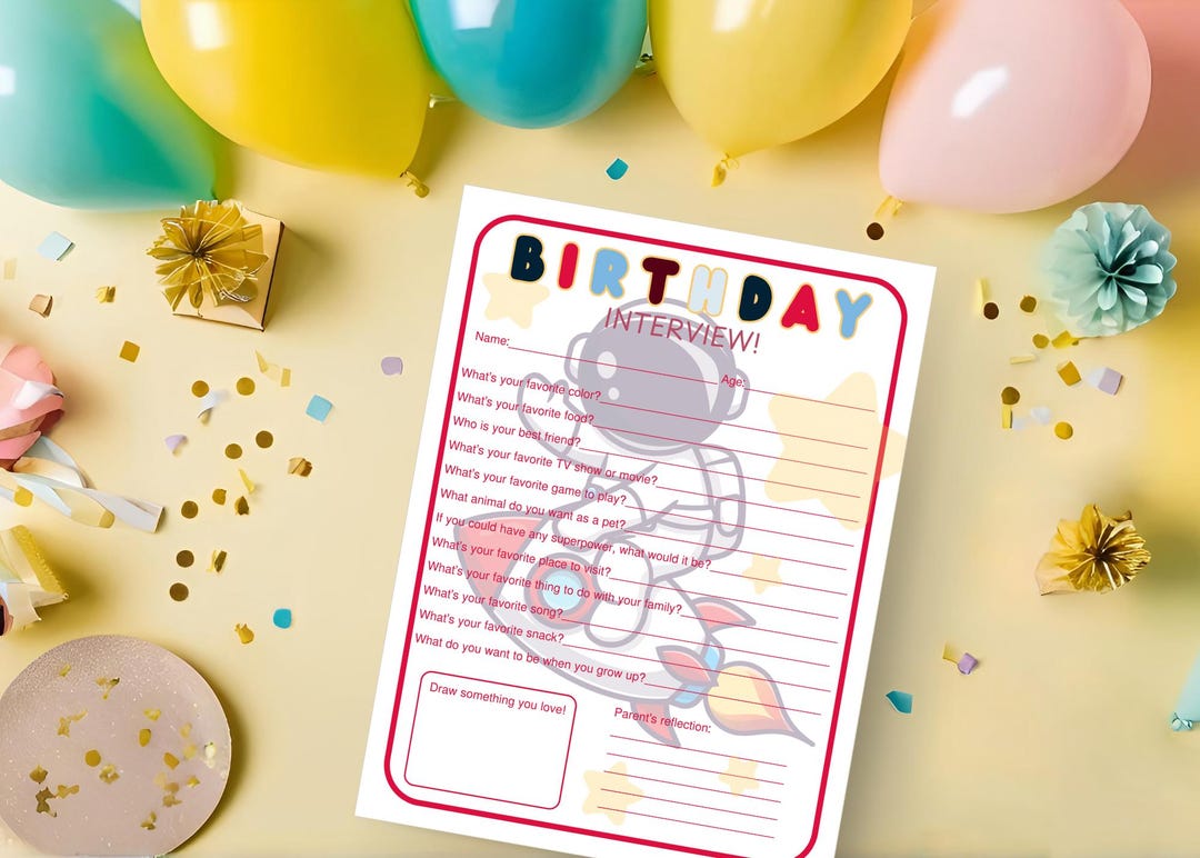 Kids Birthday Interview - Instant Printable Download - Space - Etsy