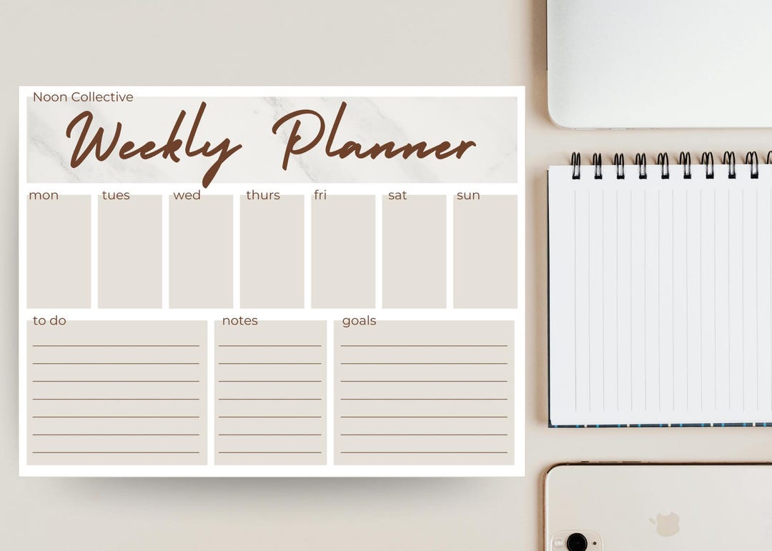 Weekly Planner - Instant Printable Download - Brown - Etsy