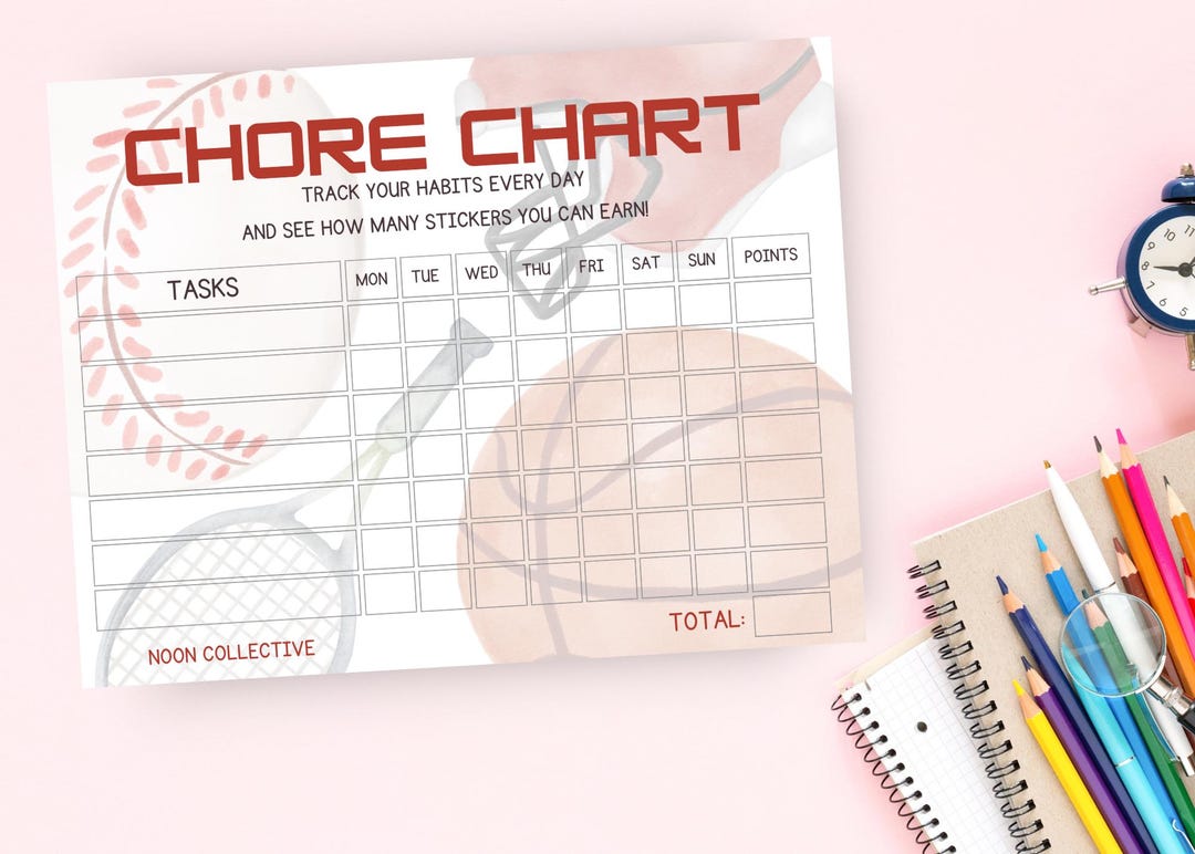 Chore Chart - Instant Printable Download - Sports - Etsy