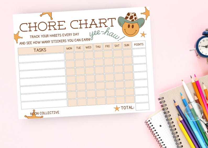 Chore Chart - Instant Printable Download - Yee-haw! - Etsy