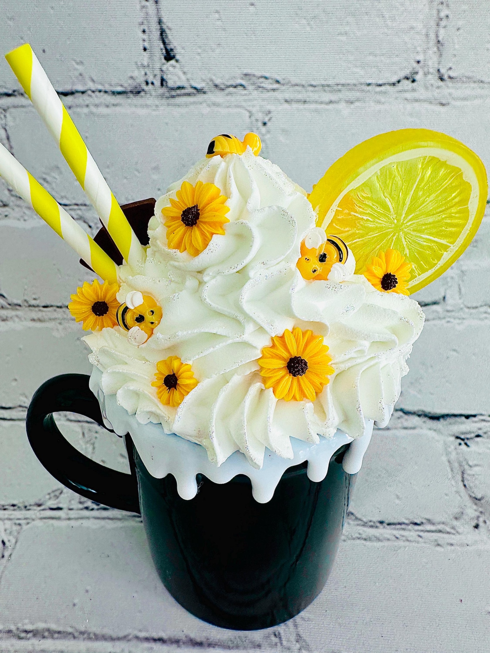 Bee Themed Faux Hot Cocoa Mug Decor Set | Fake Cupcake Muffin Cookie ...