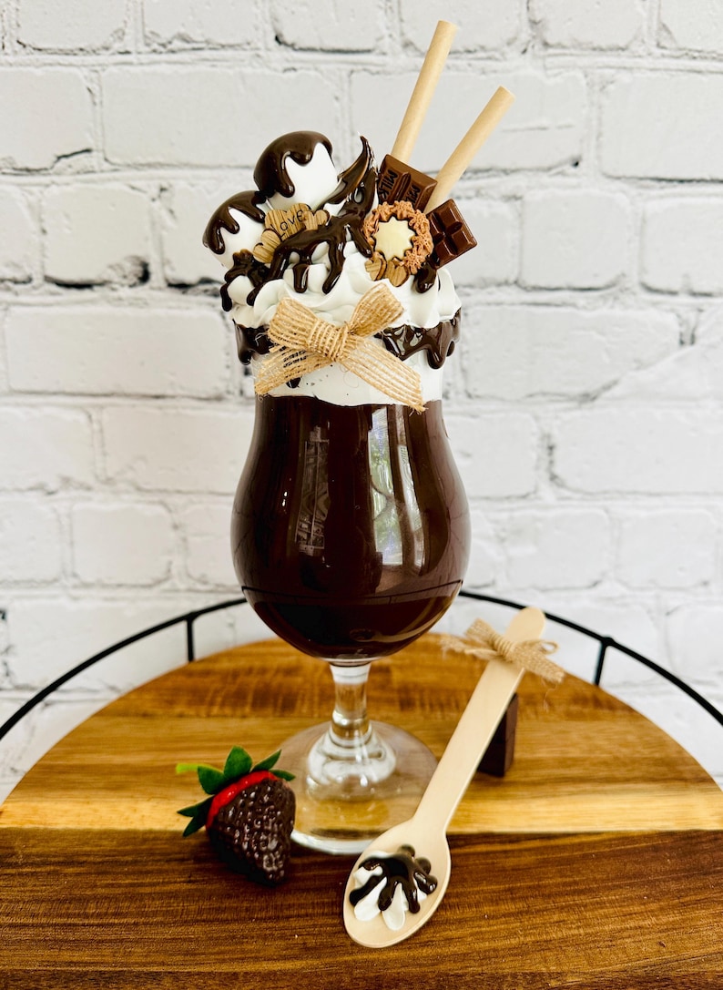 Faux Chocolate Float Sundae Decor: Tiered Tray Coffee Bar Display - Etsy