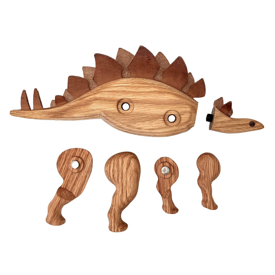 Stegosaurus - Wooden Dinosaur Toy With Magnetic Joints - Etsy
