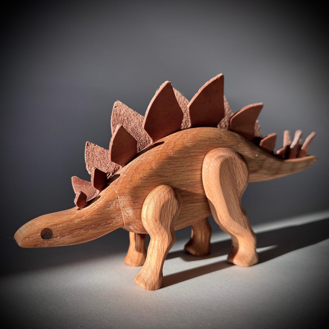 Stegosaurus - Wooden Dinosaur Toy With Magnetic Joints - Etsy
