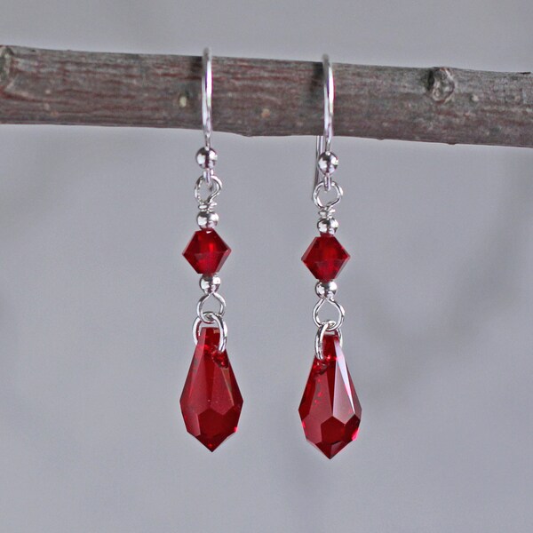 Red Crystal Earrings - Etsy