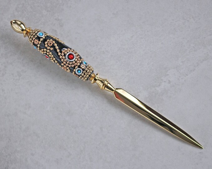 Ornate Black and Gold Letter Opener - Etsy