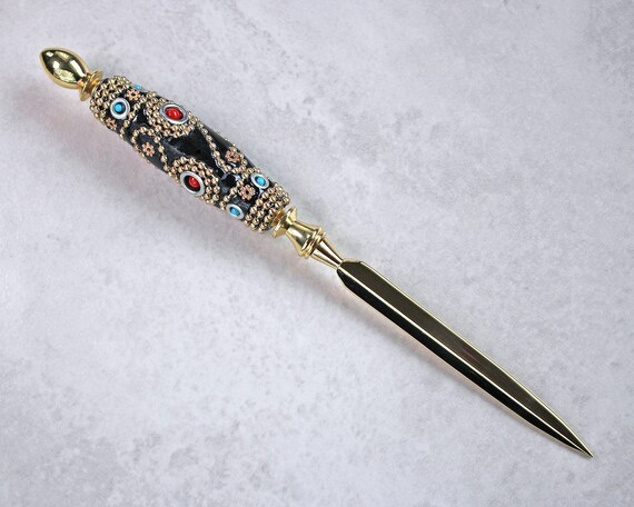 Ornate Black and Gold Letter Opener | Etsy