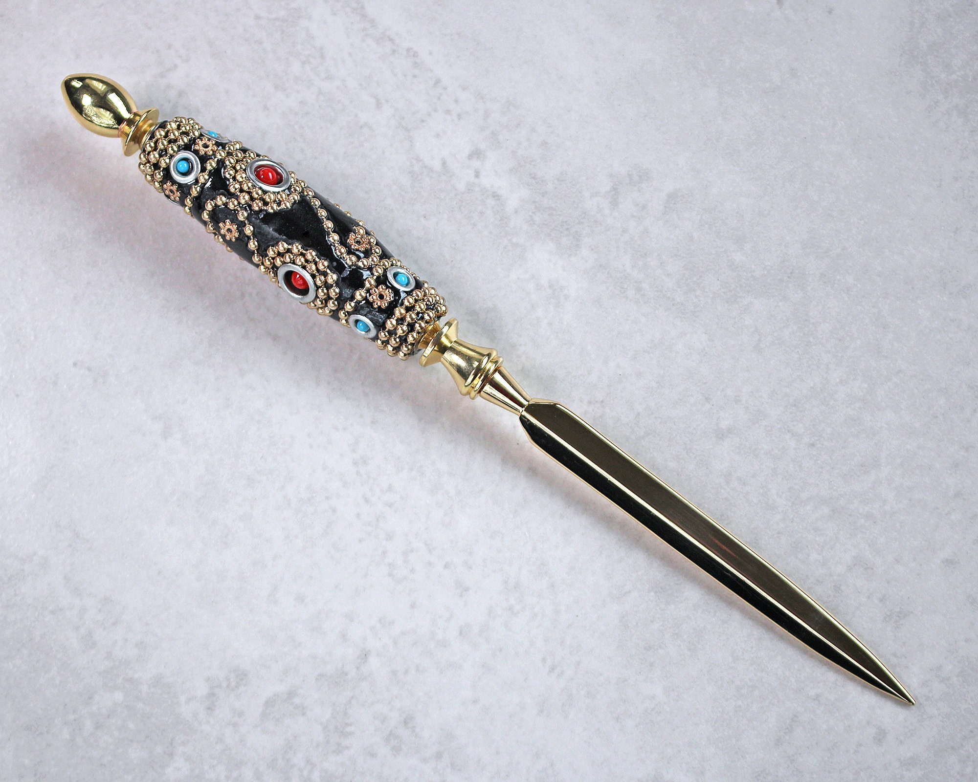 Ornate Black and Gold Letter Opener | Etsy