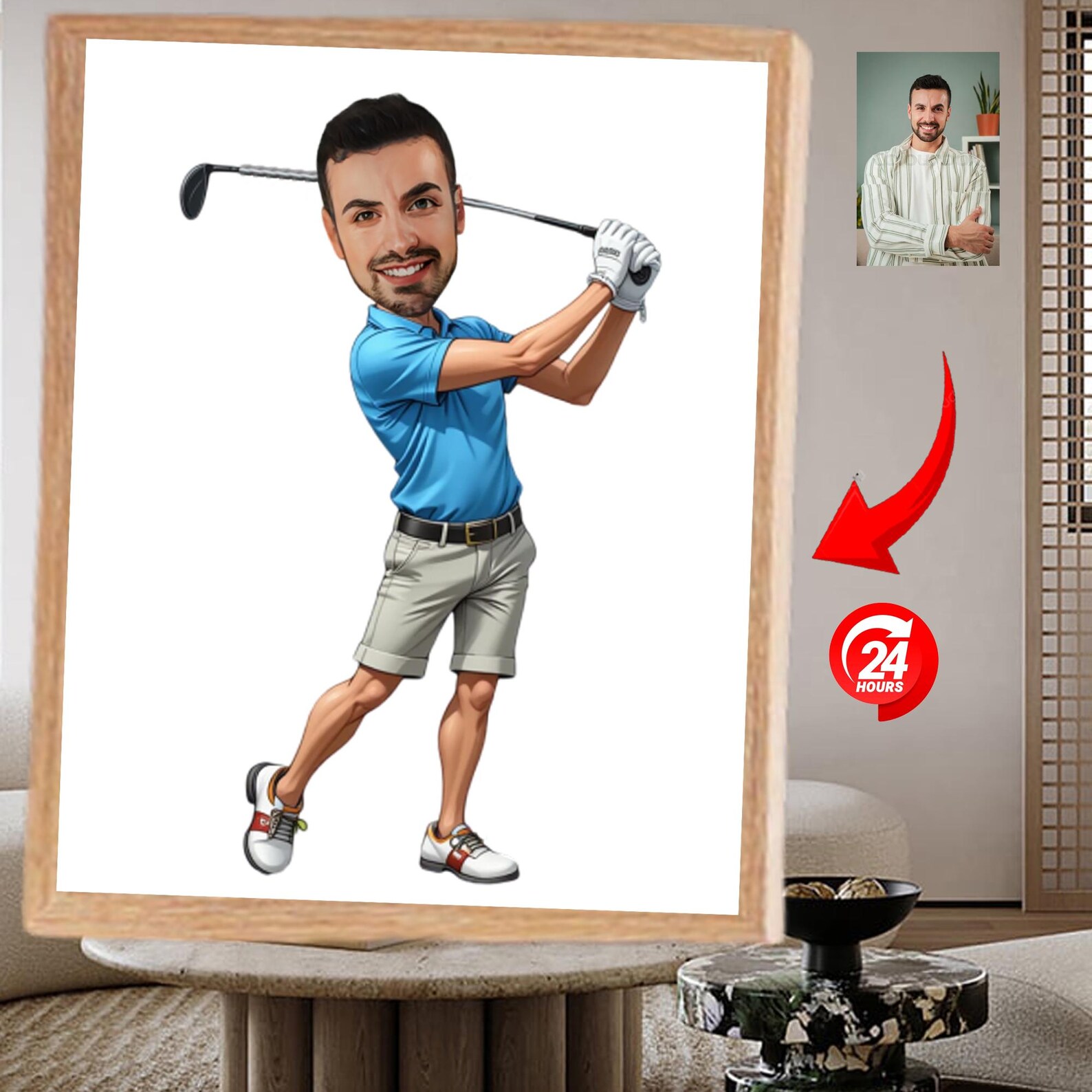 Custom Golfer Caricature Portrait: Funny Golf Art (digital Download) - Etsy