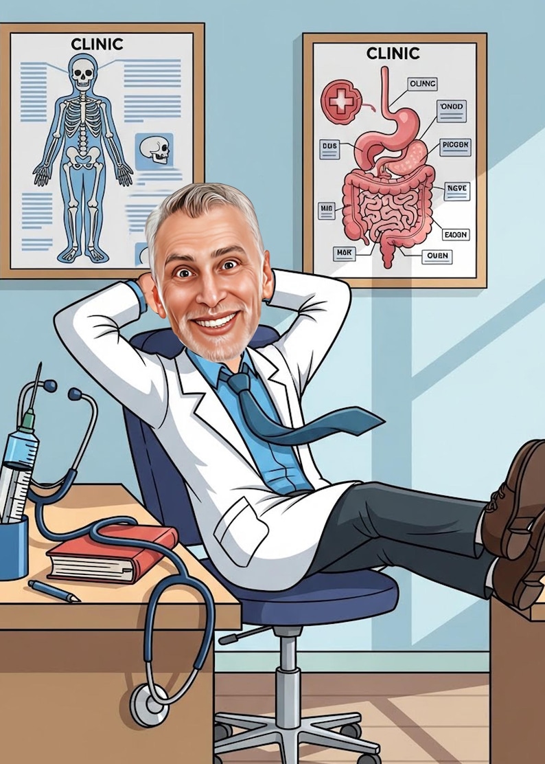 Custom Doctor Caricature Personalized Physician Cartoon Portrait ...