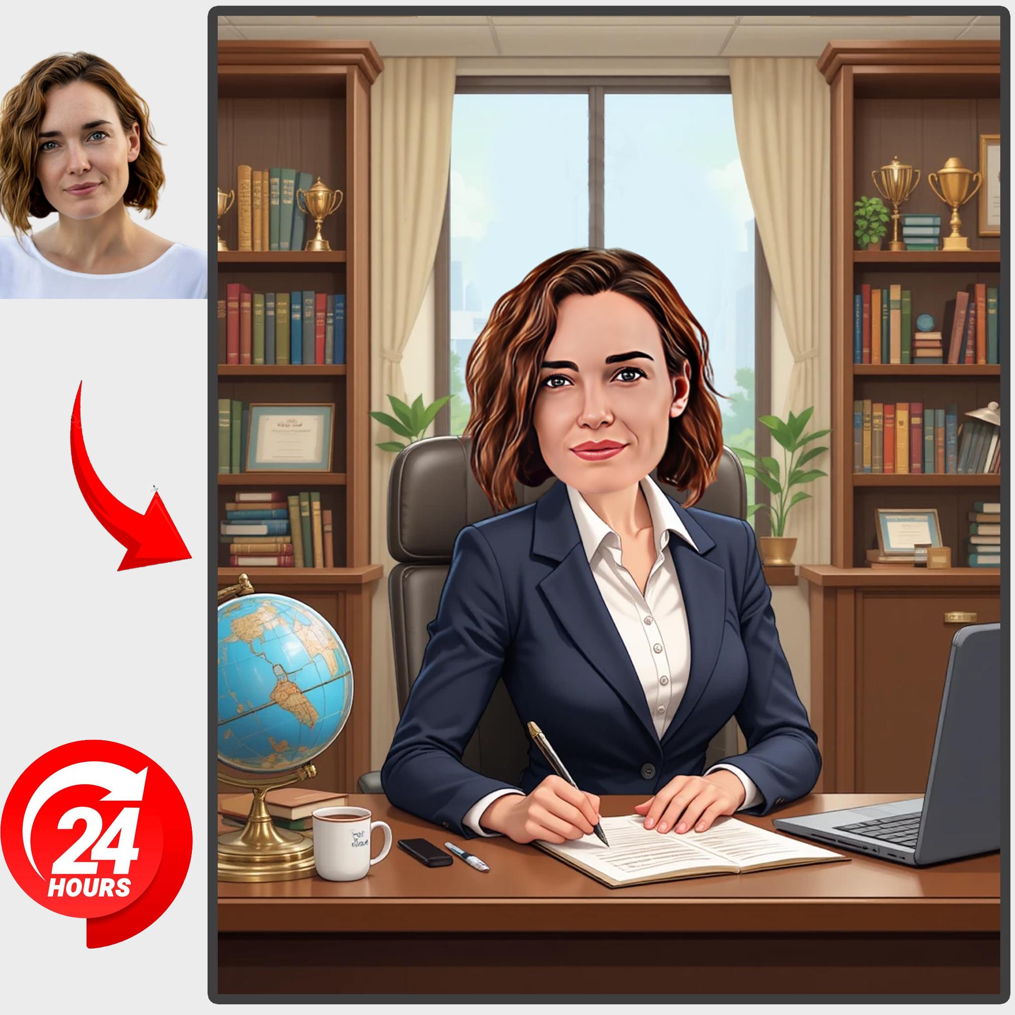 Personalized Principal Caricature Portrait: Custom Big Boss Cartoon ...