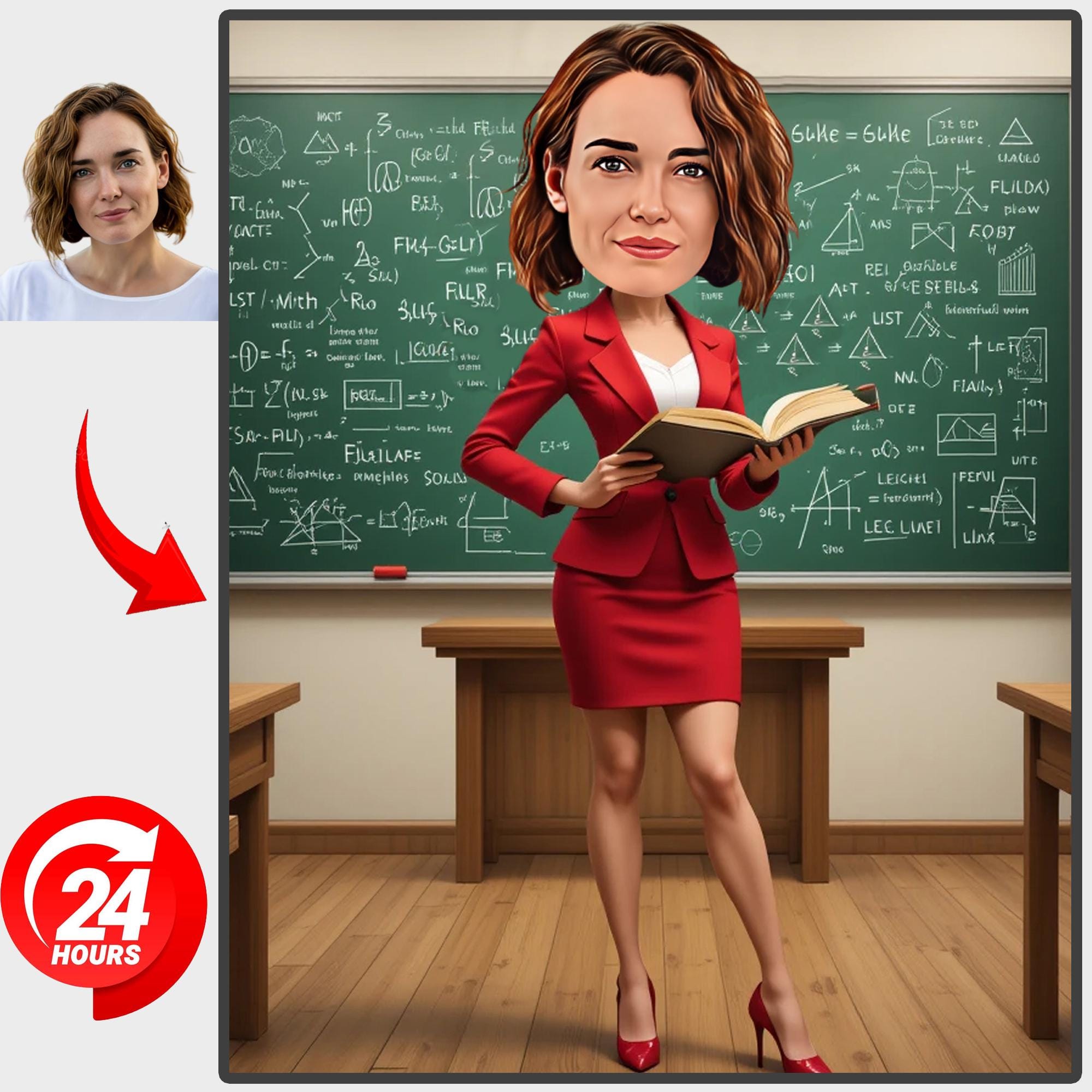 Personalized Physics Teacher Caricature: Custom Cartoon Portrait Gift ...