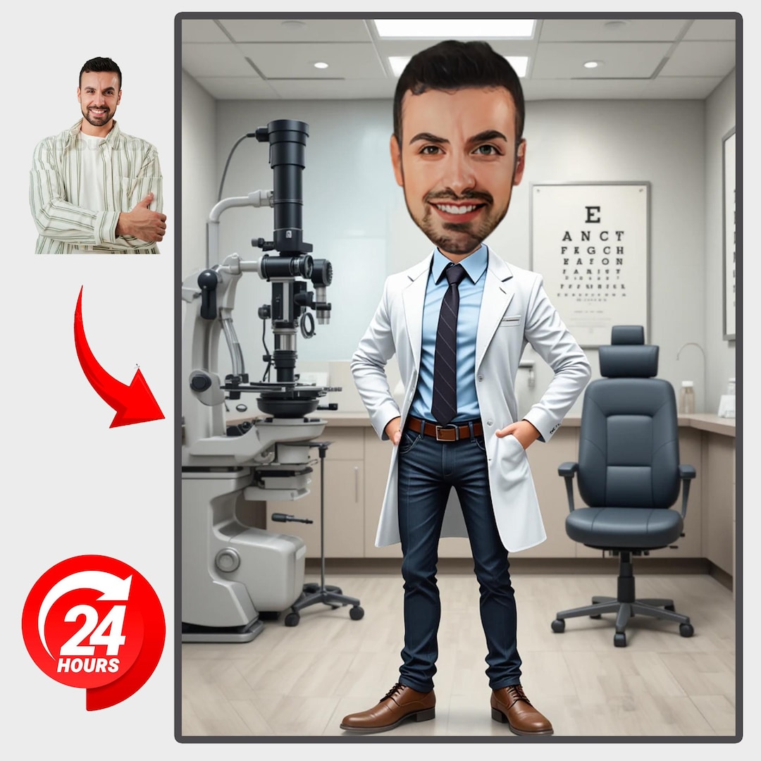 Custom Eye Doctor Caricature Optometrist Gift Docter Personalized ...