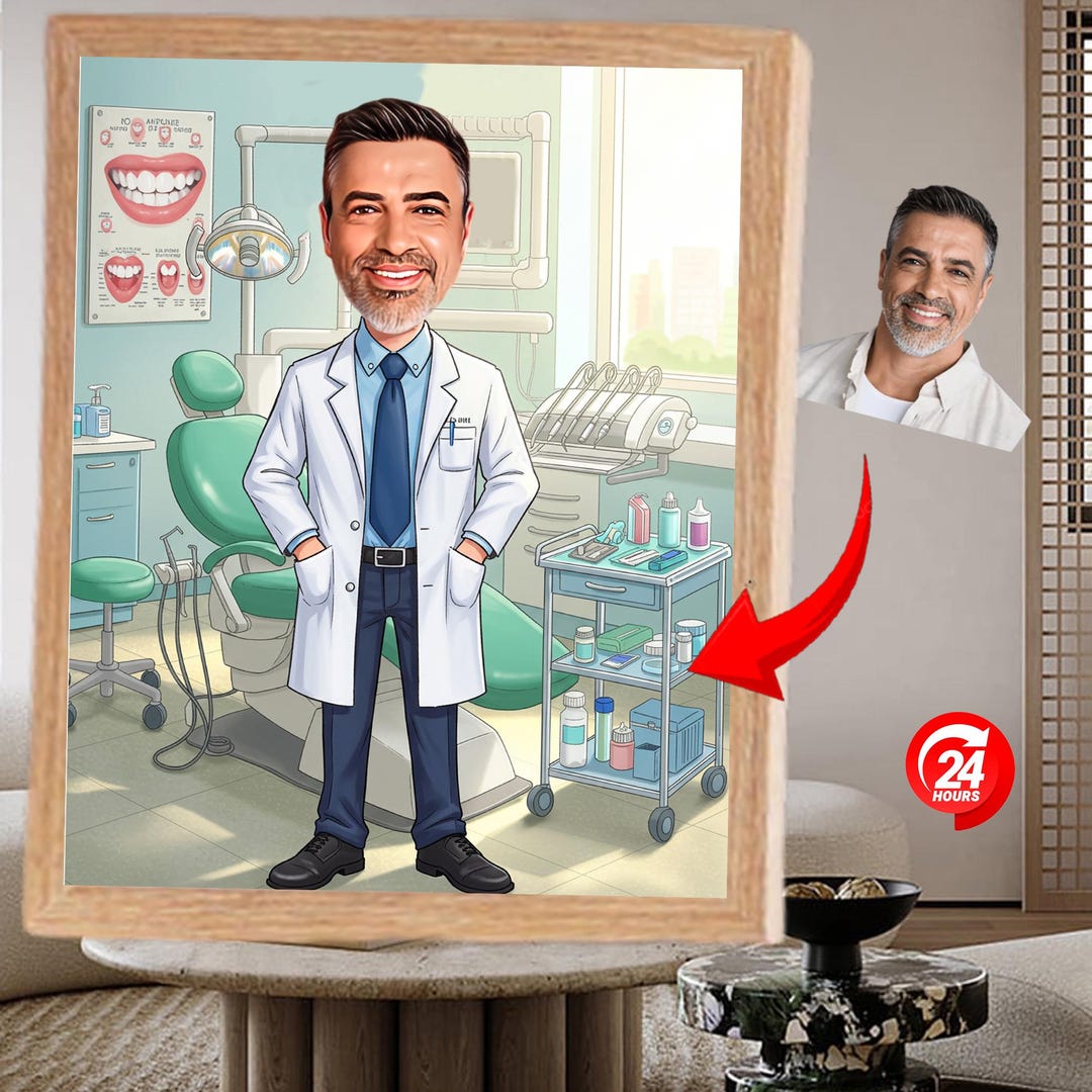 Custom Dentist Cartoon Portrait Personalized Medical Graduation ...