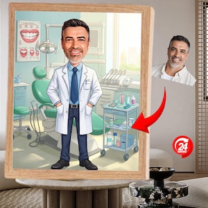 Custom Dentist Cartoon Portrait Personalized Medical Graduation ...