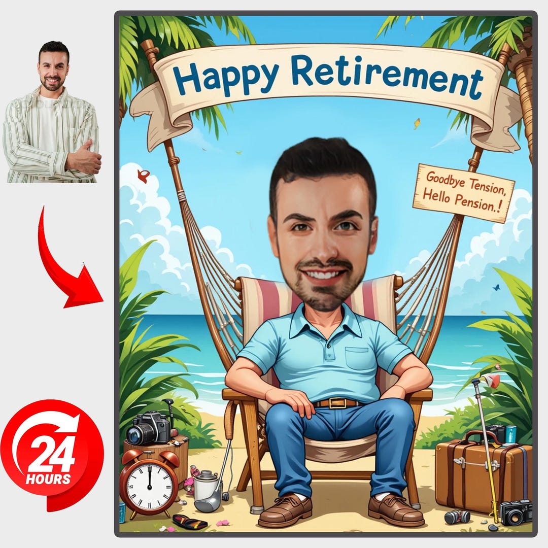 Custom Retirement Caricature From Photo Farewell Party Gift Retiree ...