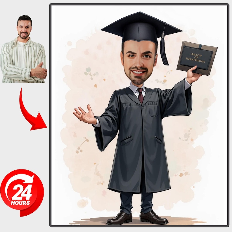 Custom Male Graduation Caricature Graduation Portrait Graduation Gift ...